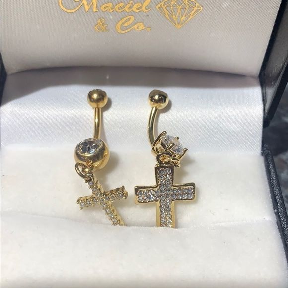 Jewelry | Belly Piercing Cross With Crystals | Poshmark